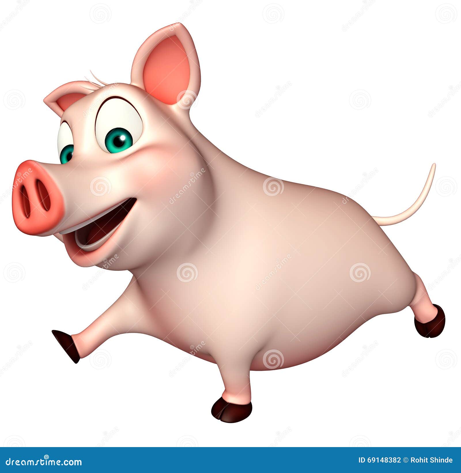 Running Pig Cartoon Character Stock Illustration - Illustration of ...
