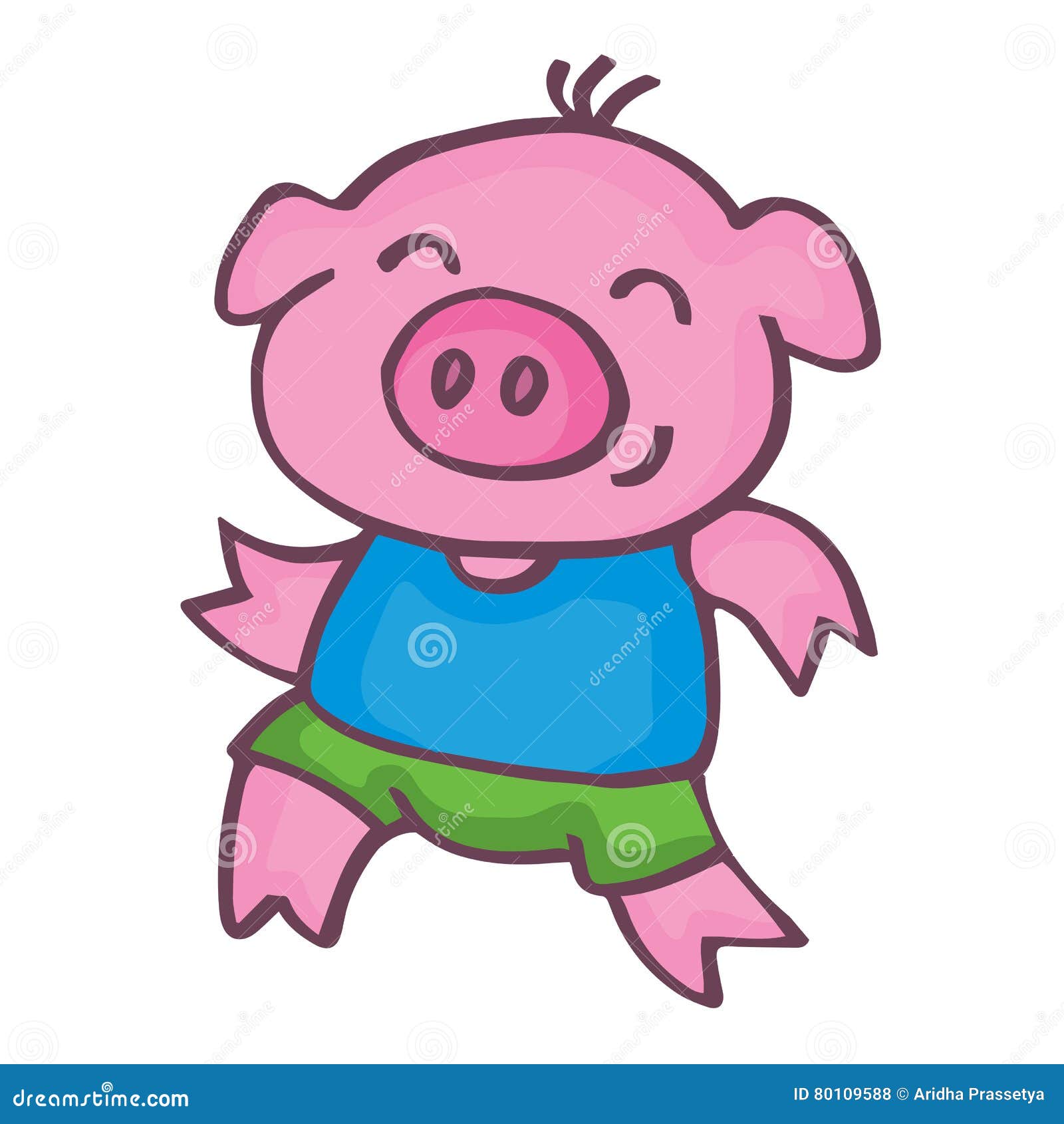 Running Pig Cartoon Design Kids Stock Vector - Illustration of smile ...