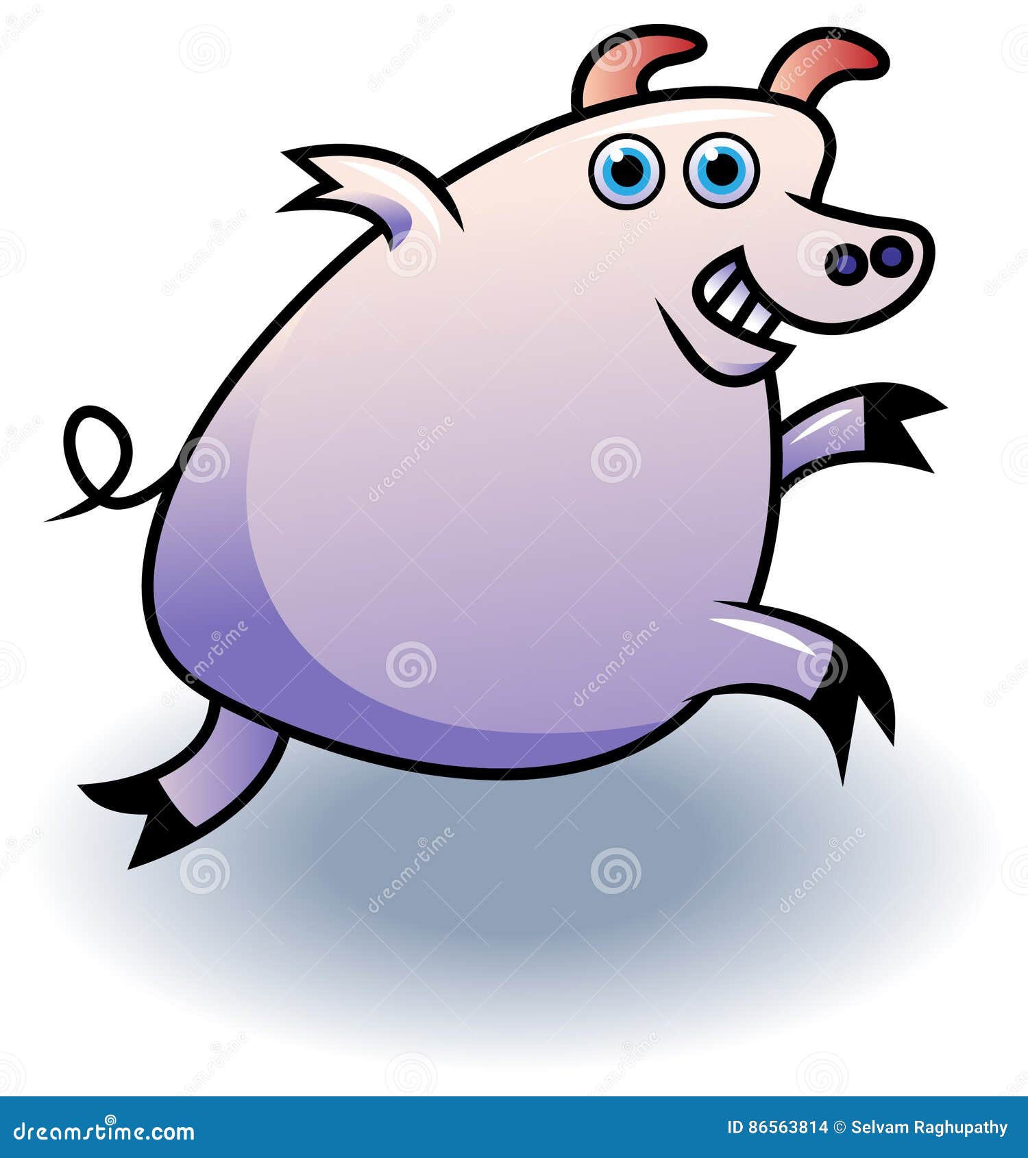 Running pig stock vector. Illustration of education, happy - 86563814