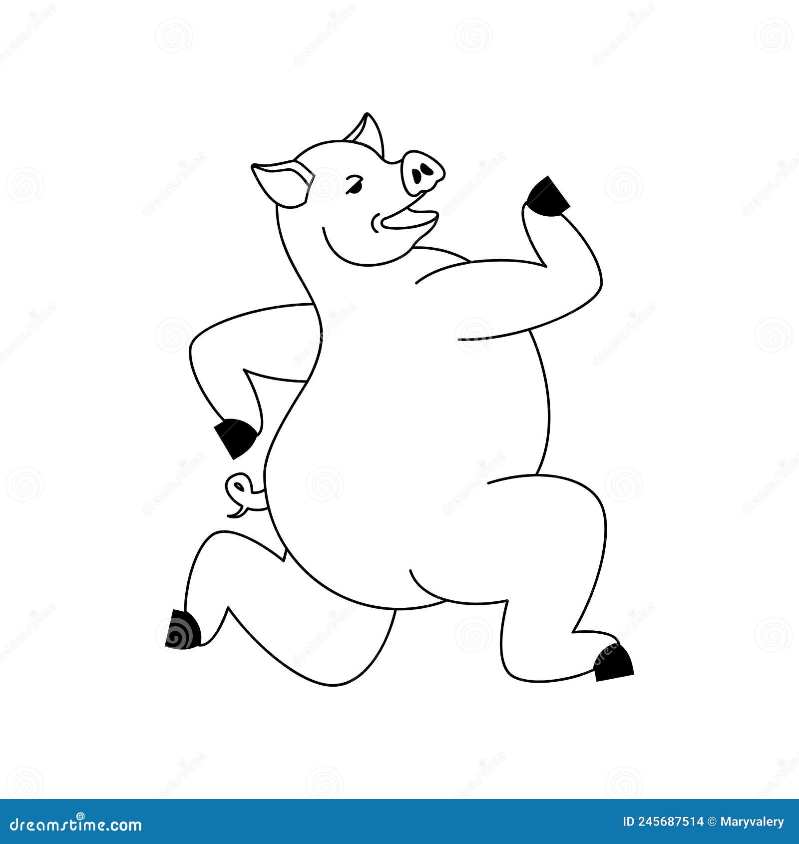 Running Pig Isolated. Swine Run Stock Vector - Illustration of isolated ...
