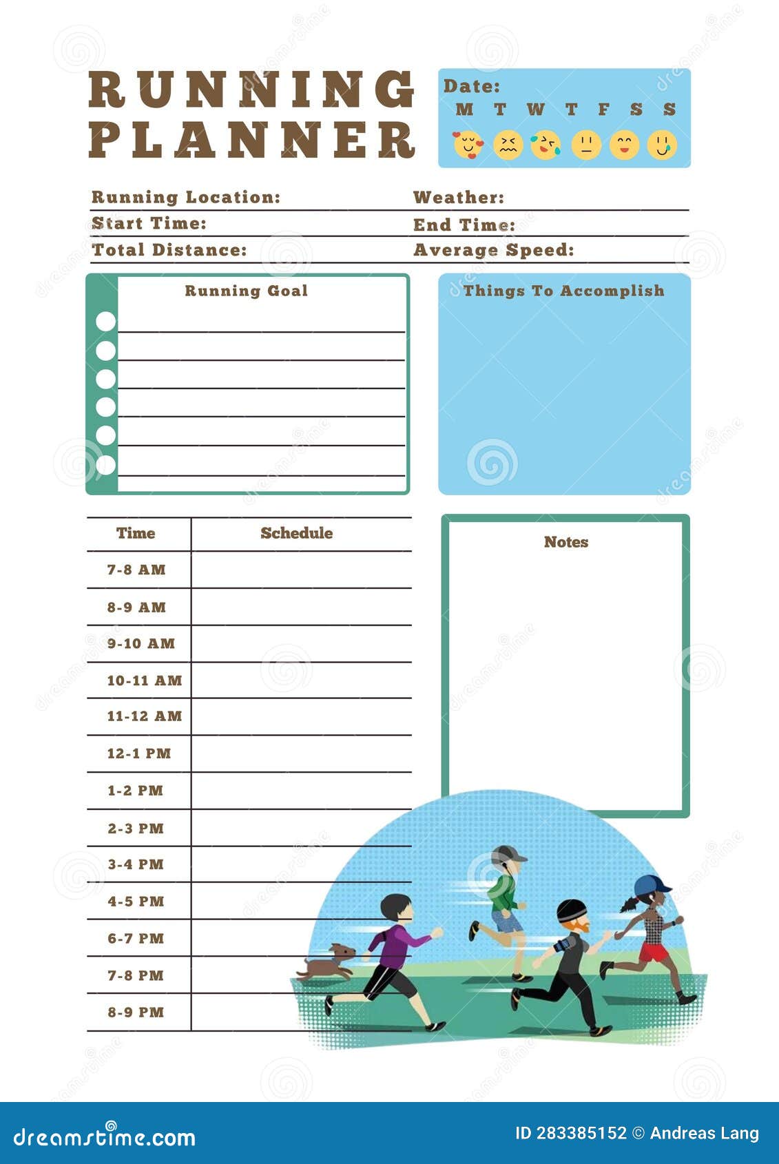Running Planner Digital Planning Insert Sheet Printable Page Template ...