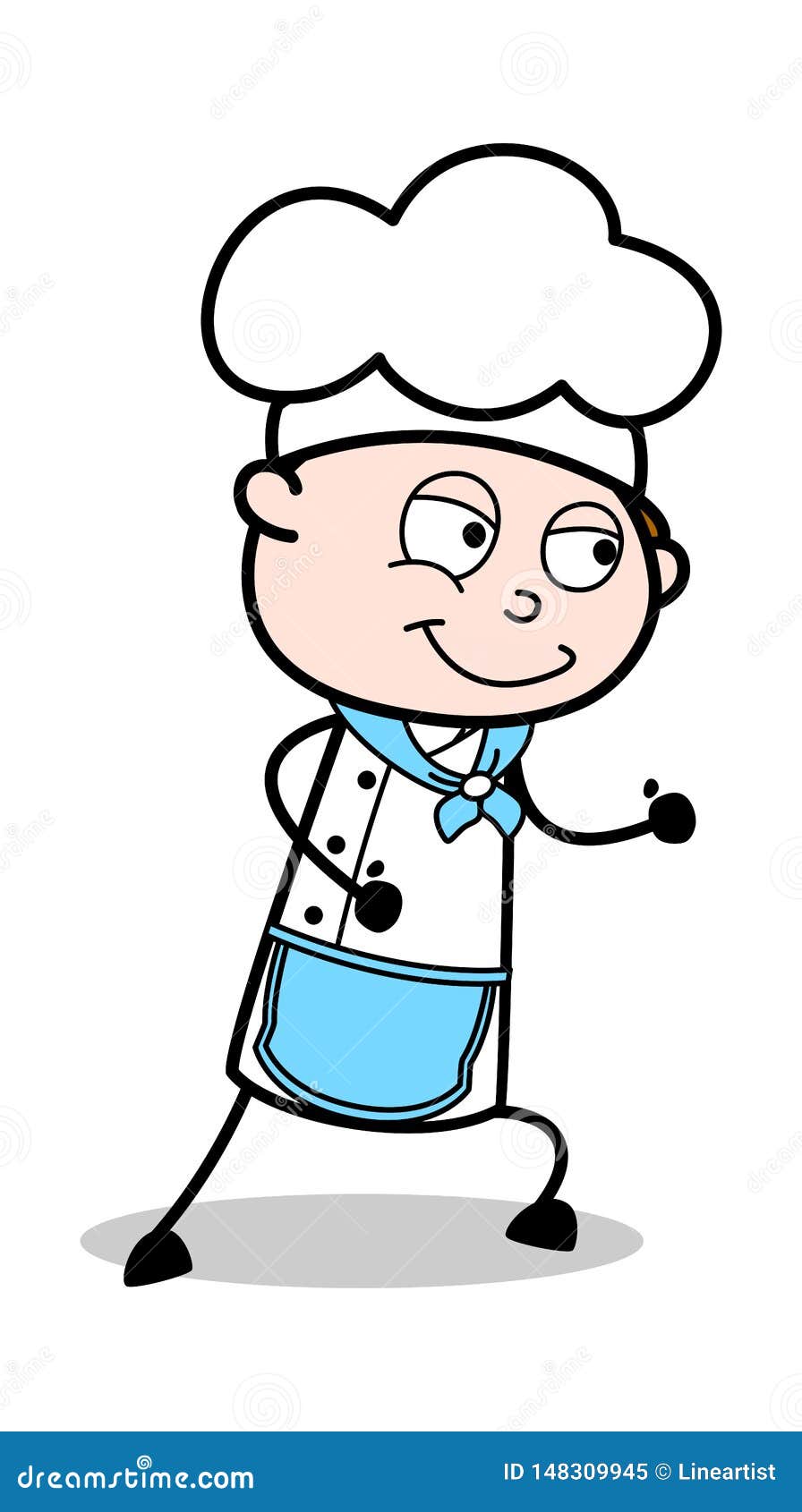 Running Pose - Cartoon Waiter Male Chef Vector Illustration Stock ...