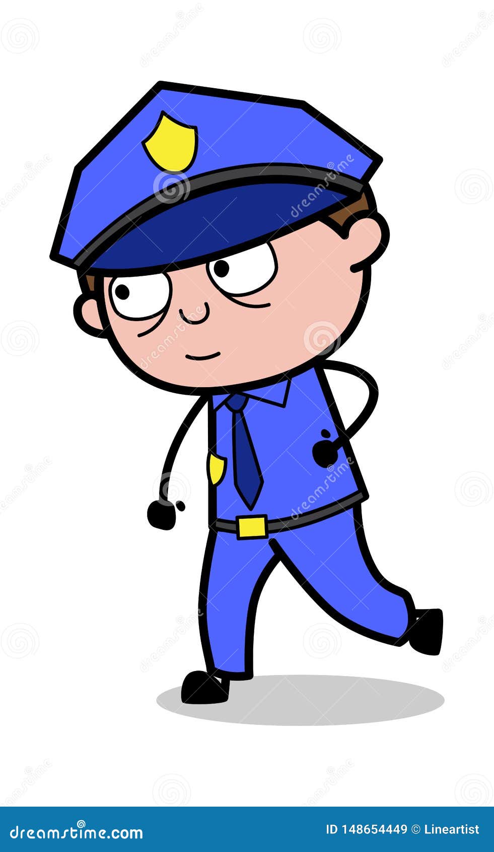 Running Pose - Retro Cop Policeman Vector Illustration Stock ...