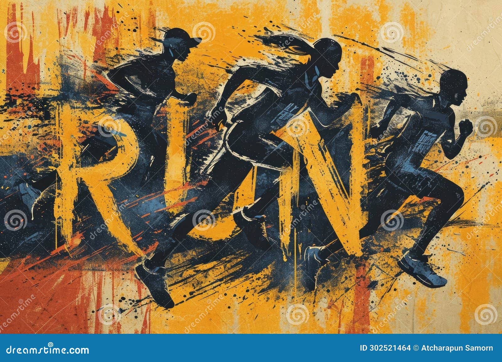 Running Poster, Colorful Running Marathon Poster, Sport and Activity ...