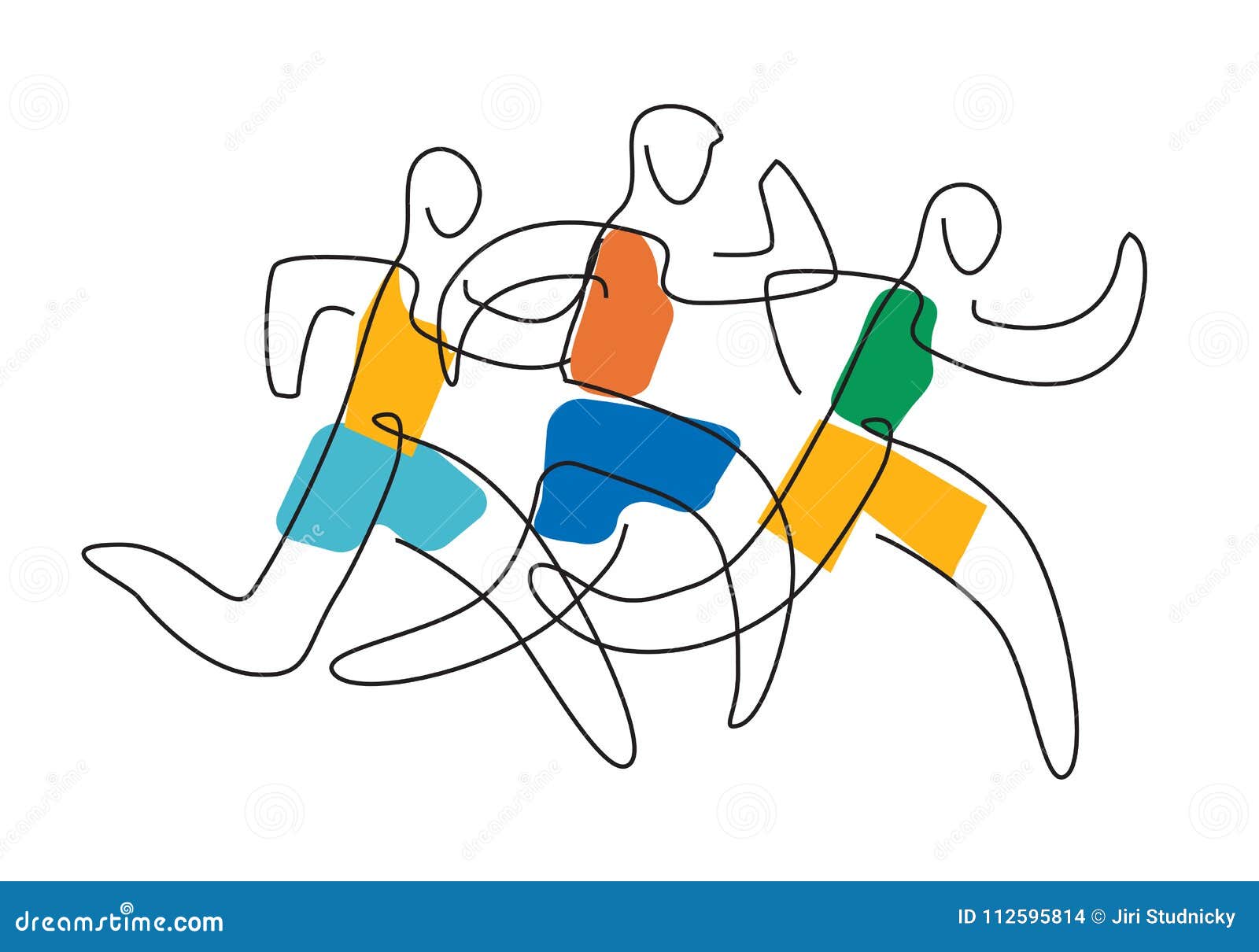 Running race line art. stock vector. Illustration of athletic - 112595814