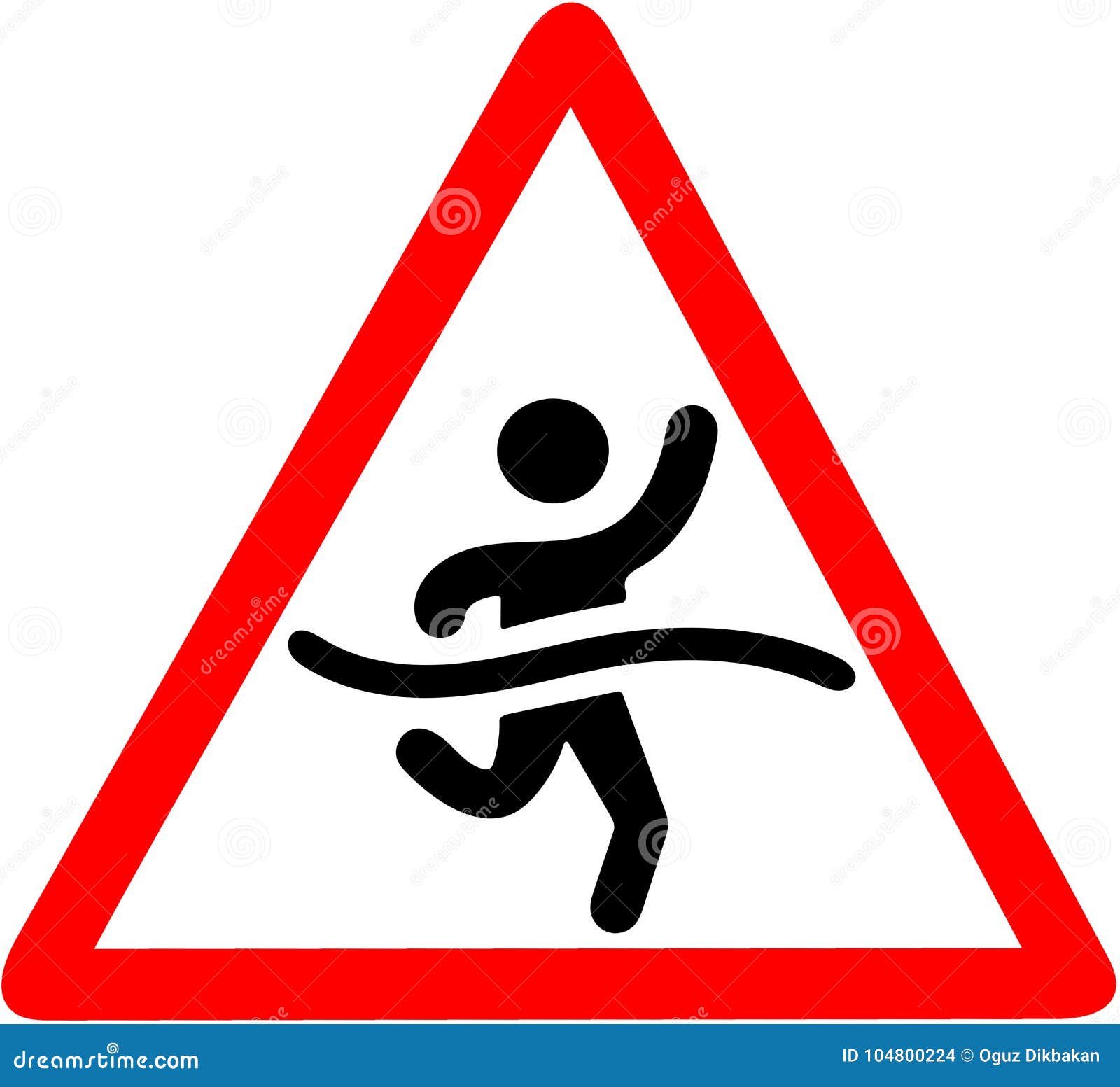 Running Race Man Logo in Triangular Warning Caution Road Map Sign ...