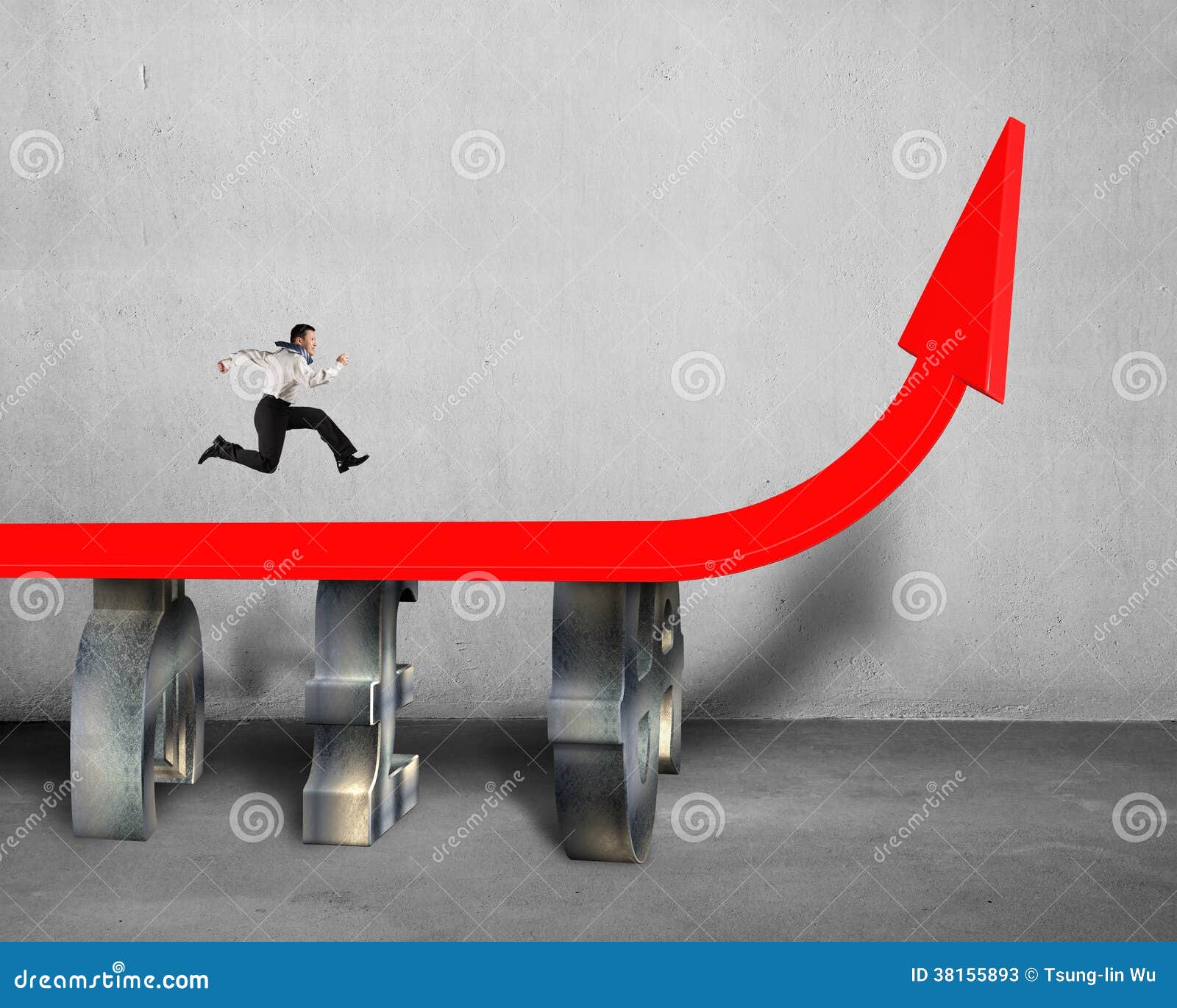 Running on Red Growing Arrow Stock Illustration - Illustration of paper ...