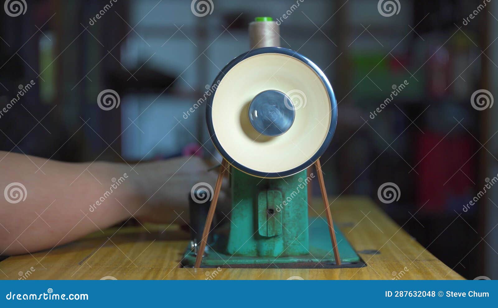 A Running Retro Traditional Vintage Mechanical Sewing Machine Stock ...