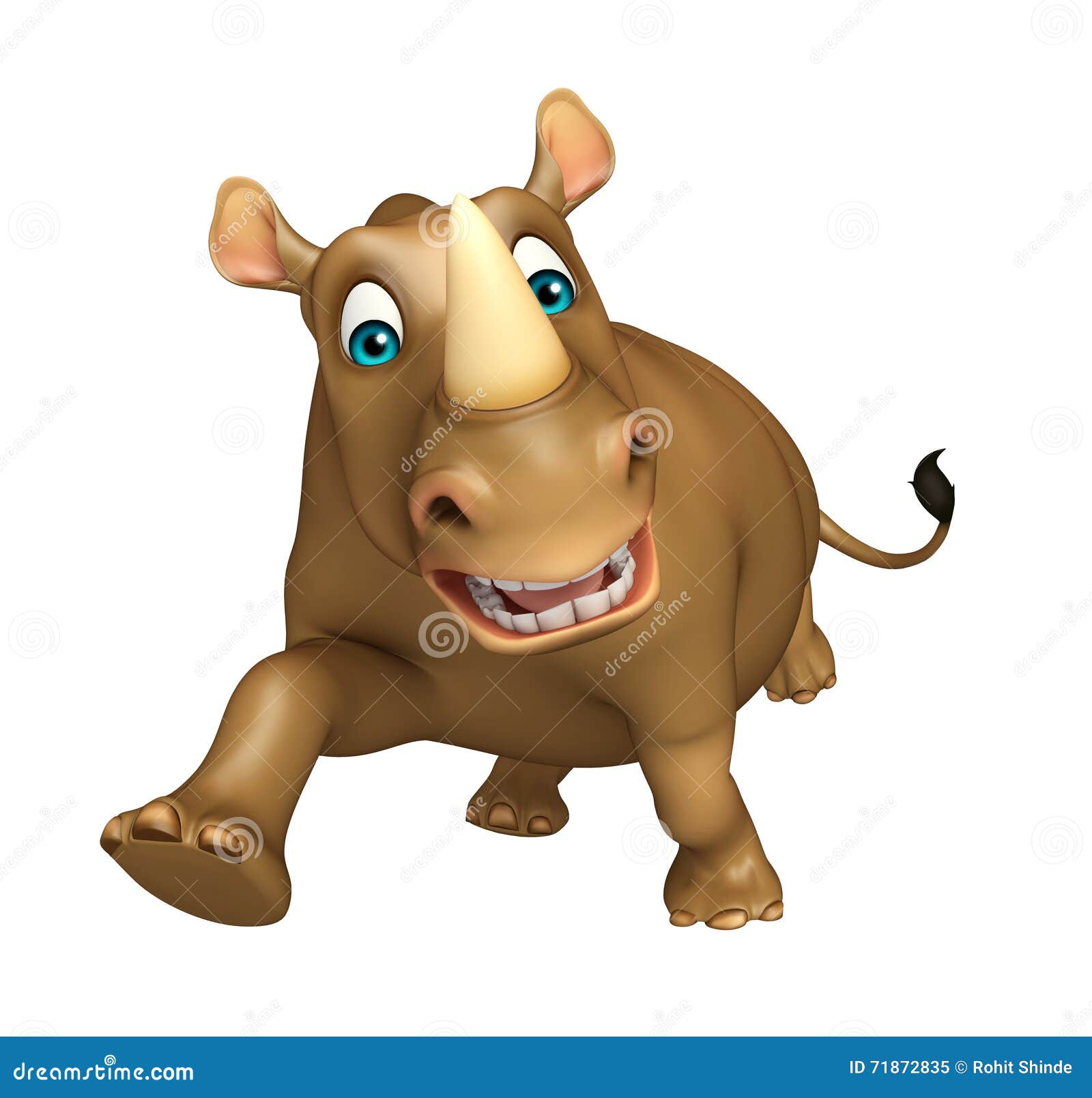Running Rhino Cartoon Character Stock Illustration - Illustration of ...