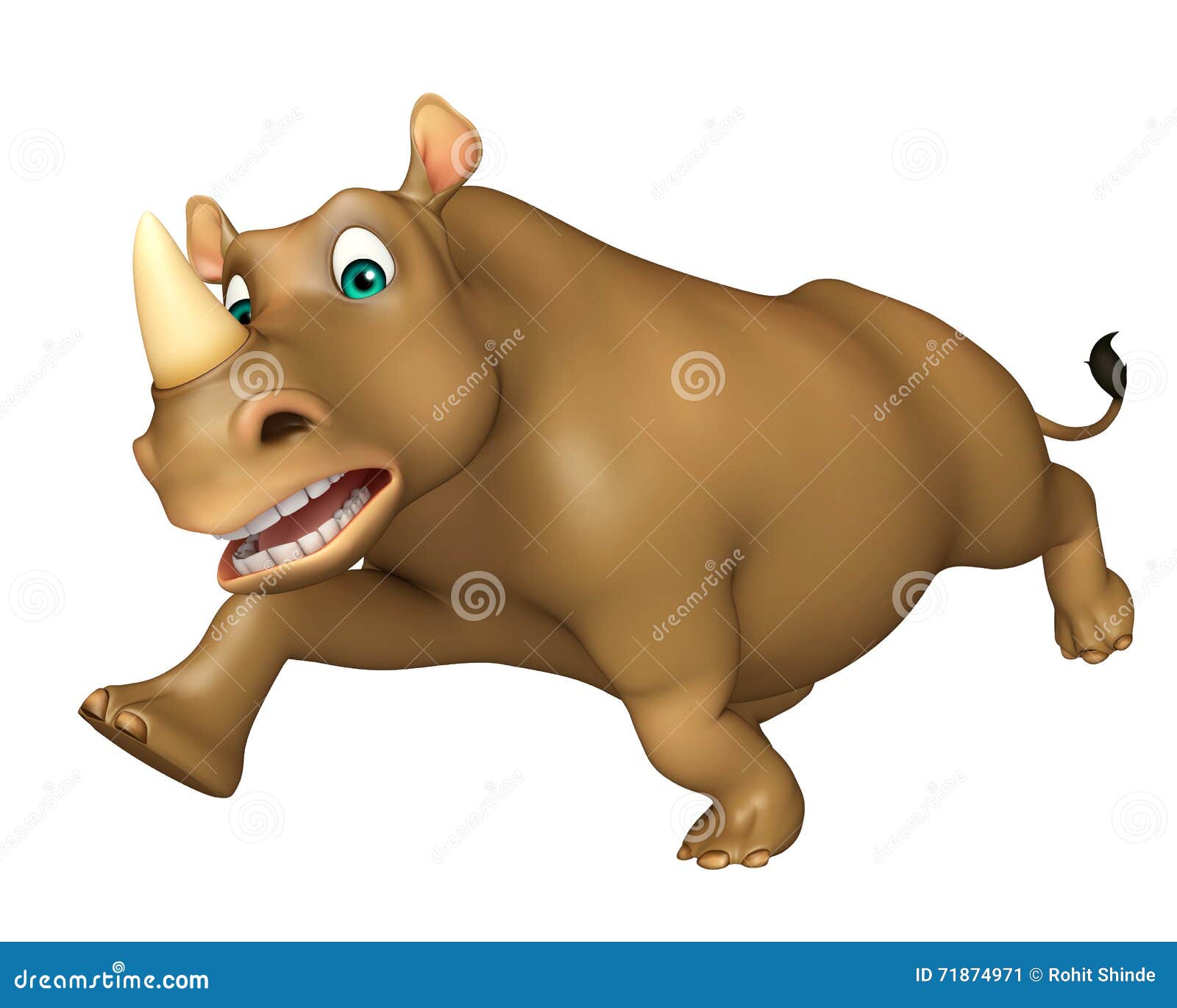 Running Rhino Cartoon Character Stock Illustration - Illustration of ...