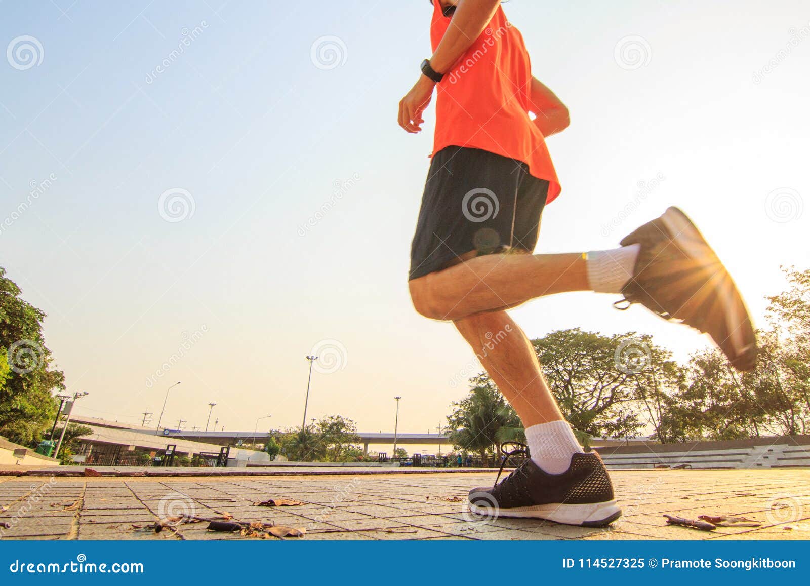 Running on the Road with Sunlight / the Man Runner Stock Image - Image ...