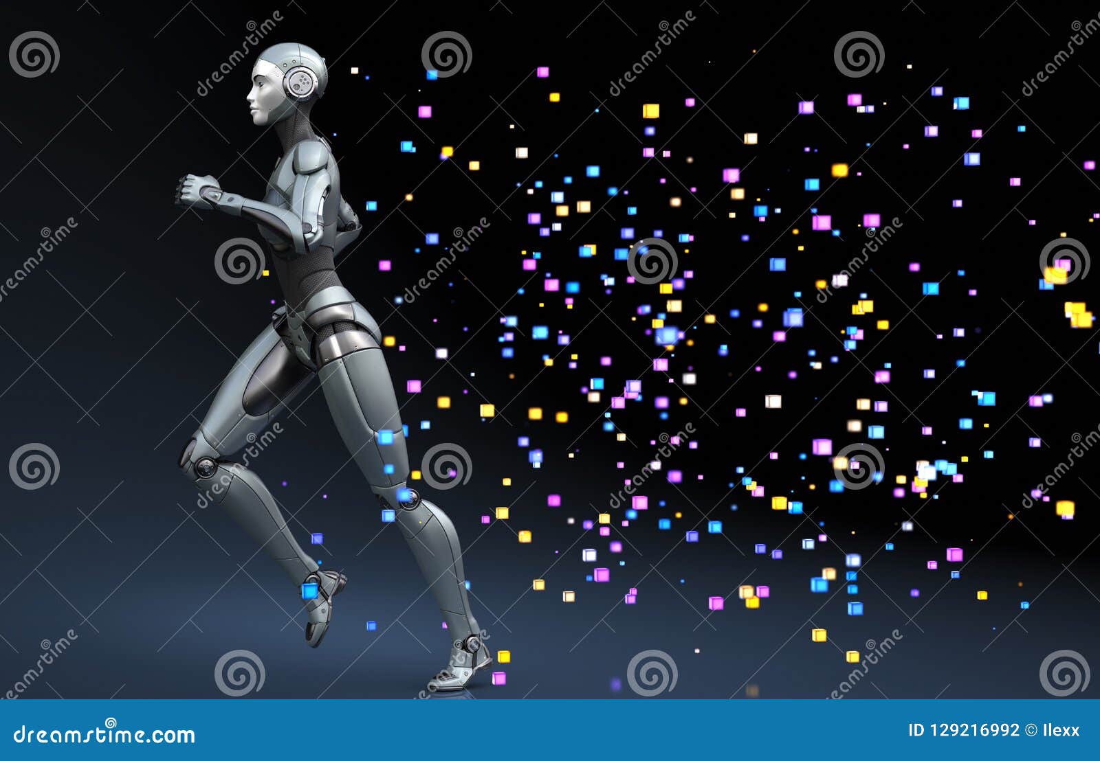 Running Robot On Dark Background Stock Illustration | CartoonDealer.com ...