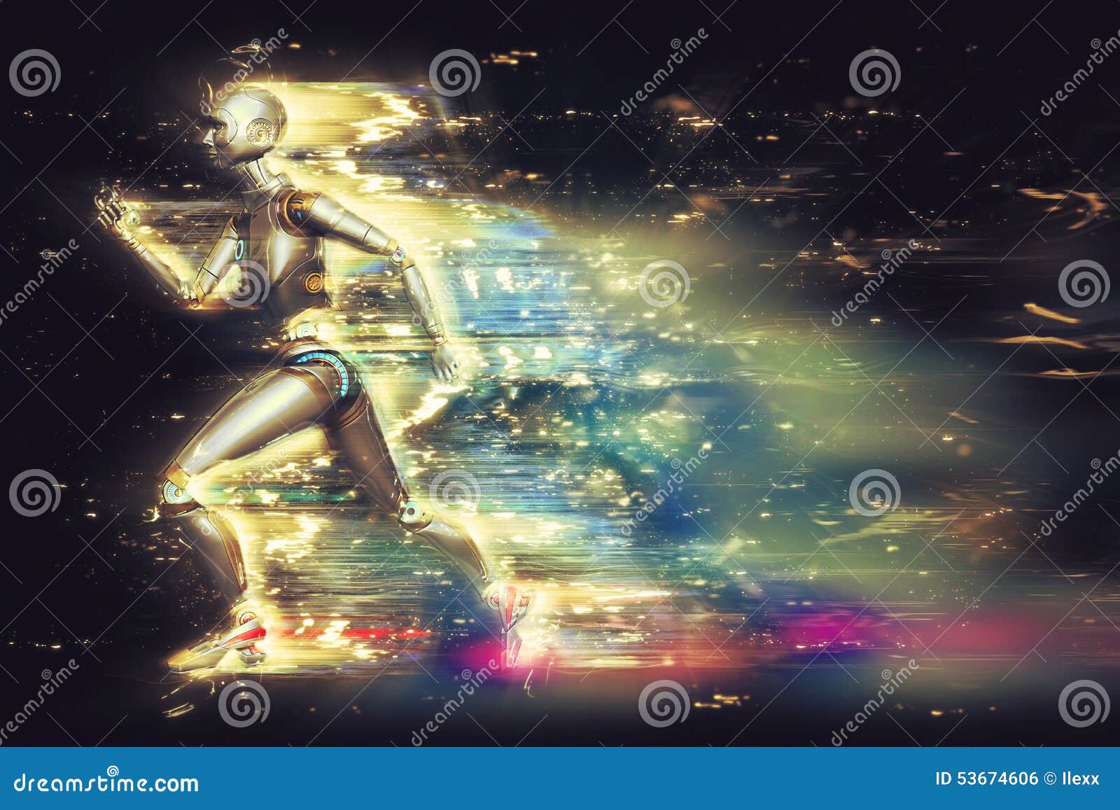 Running Robot Leaving A Trace Of Pixels Royalty-Free Cartoon ...