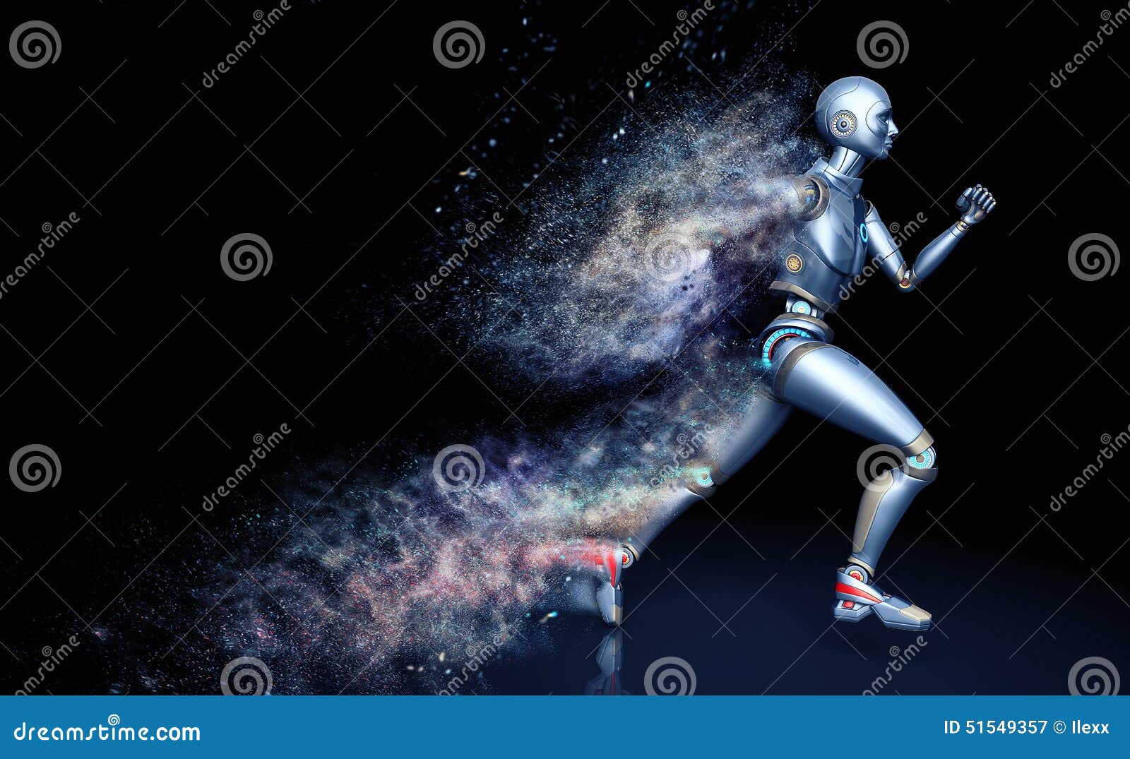 Running robot stock illustration. Illustration of dust - 51549357