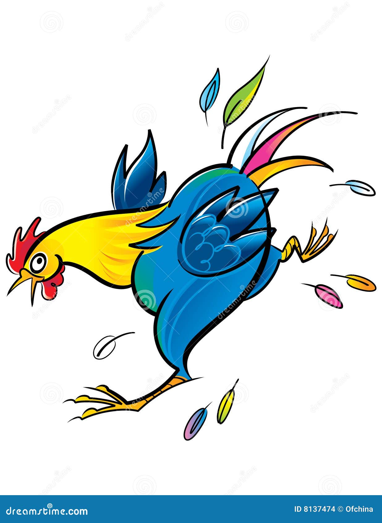 Running Rooster stock vector. Illustration of fear, scare - 8137474