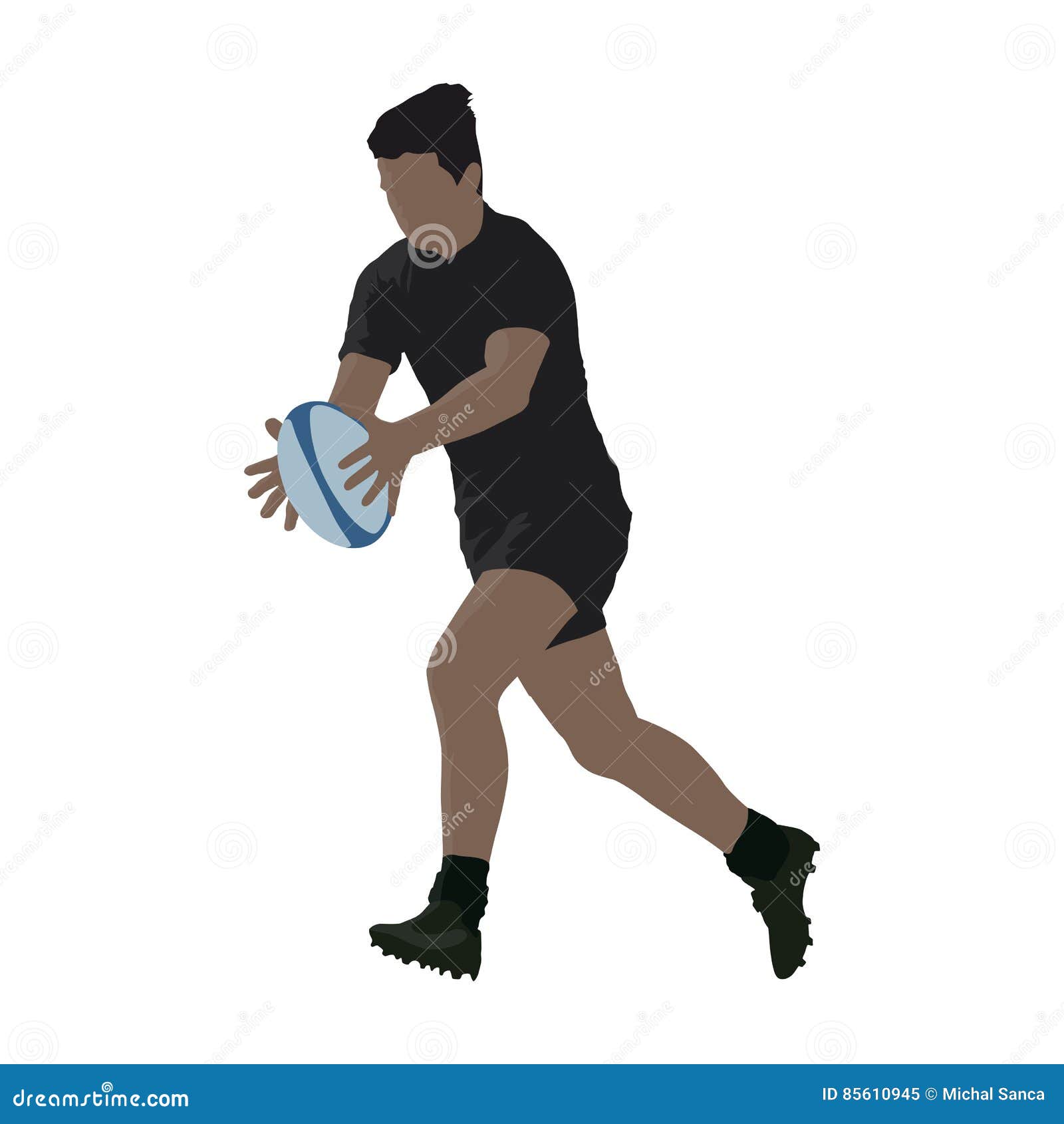 Running Rugby Player, Abstract Black Vector Silhouette, Rugby Player ...