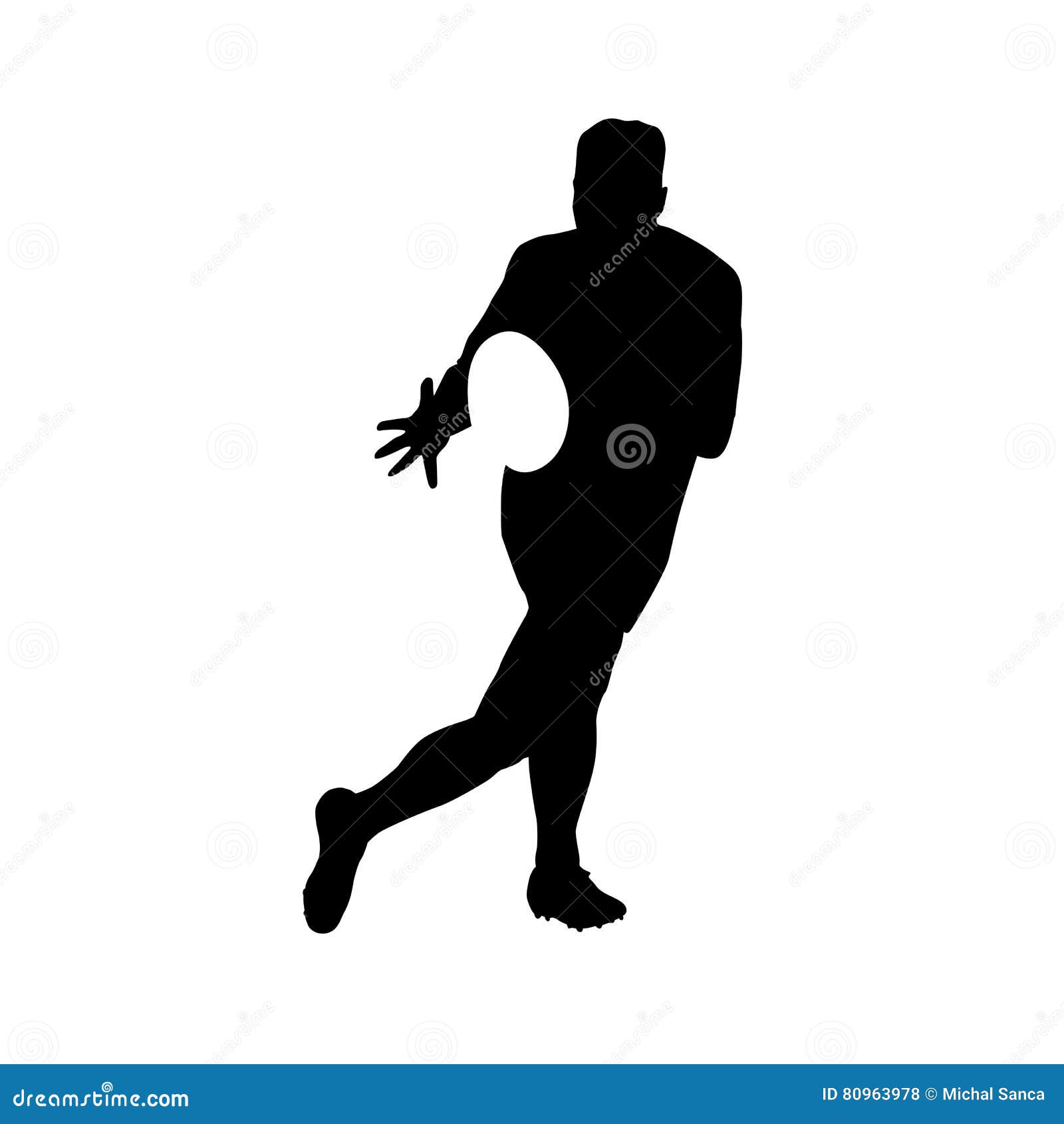 Running Rugby Player Catching Ball Stock Vector - Illustration of ...