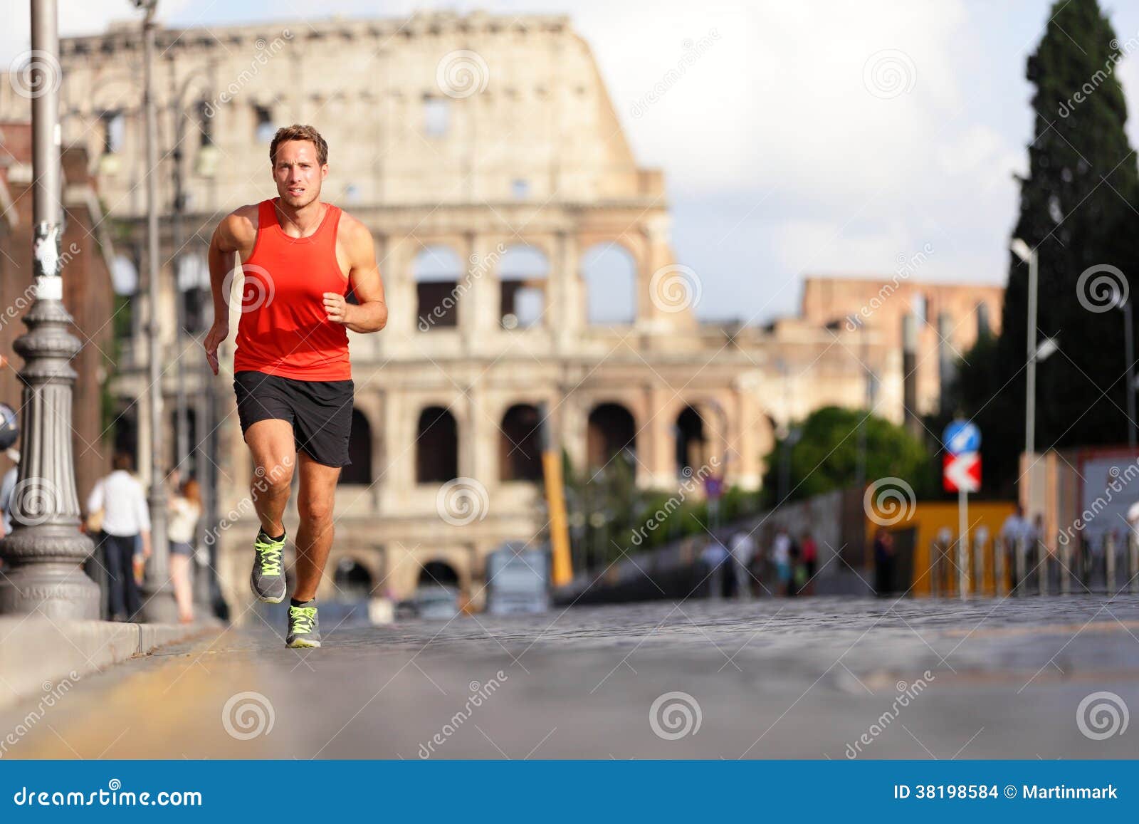 Running Runner Man by Colosseum, Rome, Italy Stock Photo - Image of ...