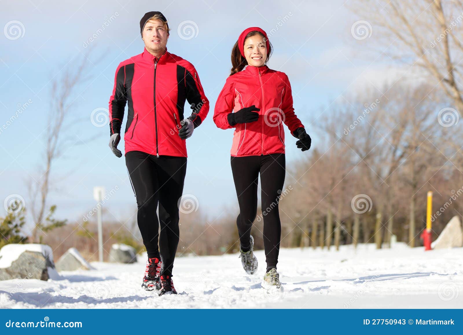 Running. Runners Exercising in Winter Stock Image - Image of friends ...