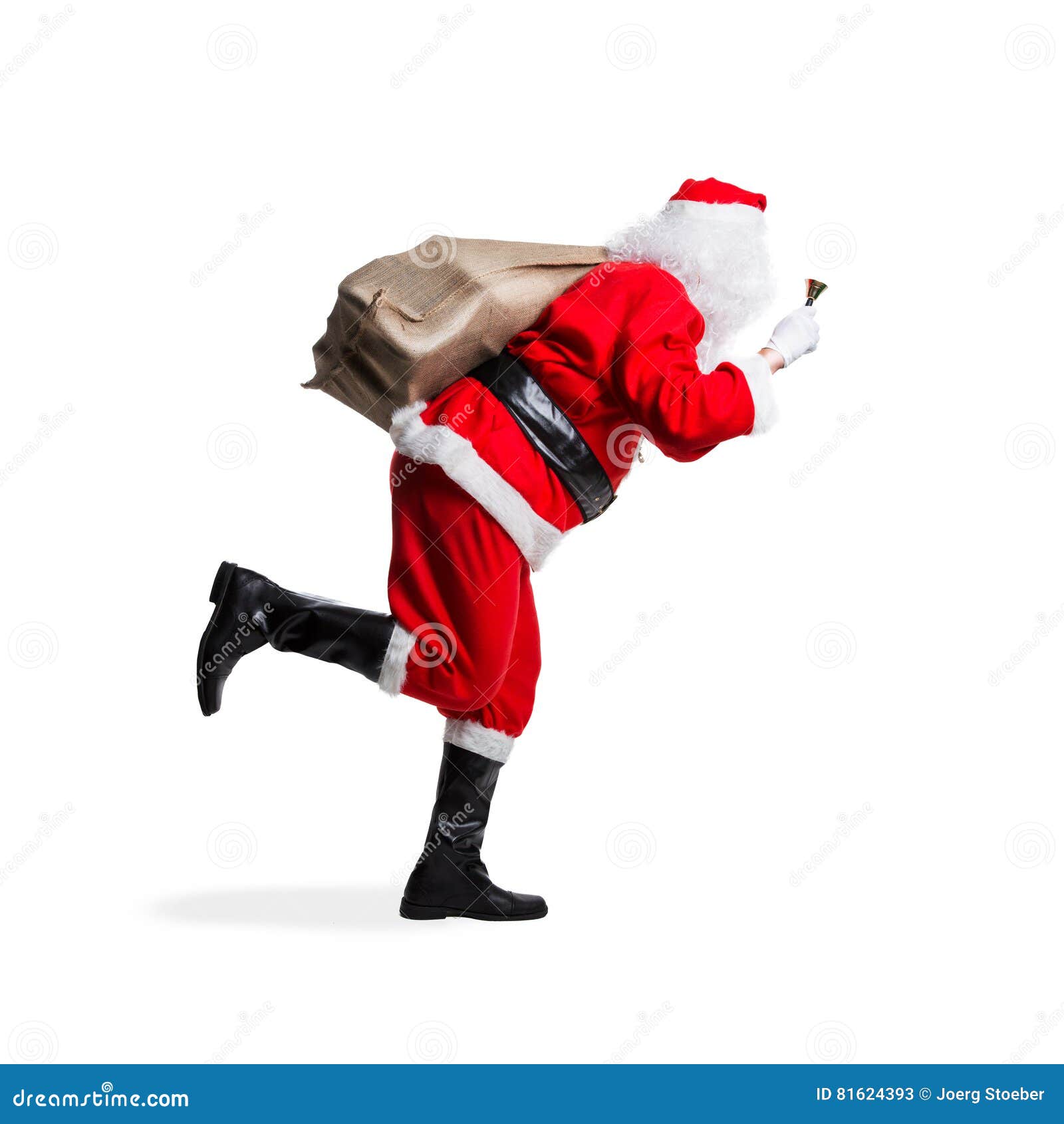 Running Santa Claus stock image. Image of festival, giving - 81624393