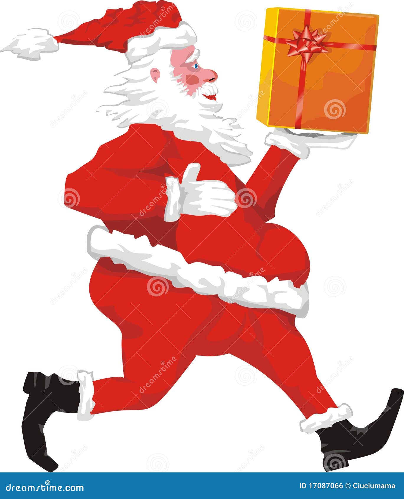 Running Santa Claus Winth Gift Picture. Image: 17087066