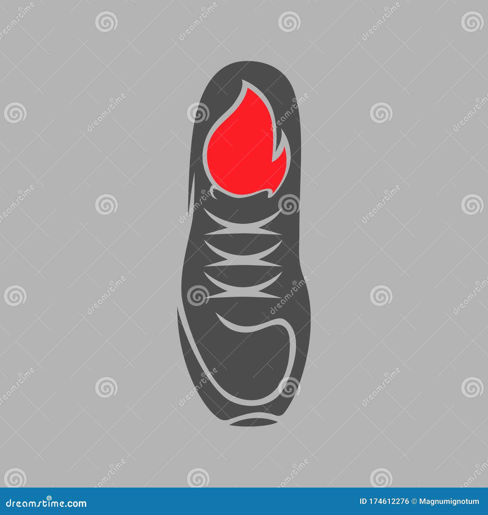 Running Shoe with a Flame Symbol on Gray Stock Vector - Illustration of ...