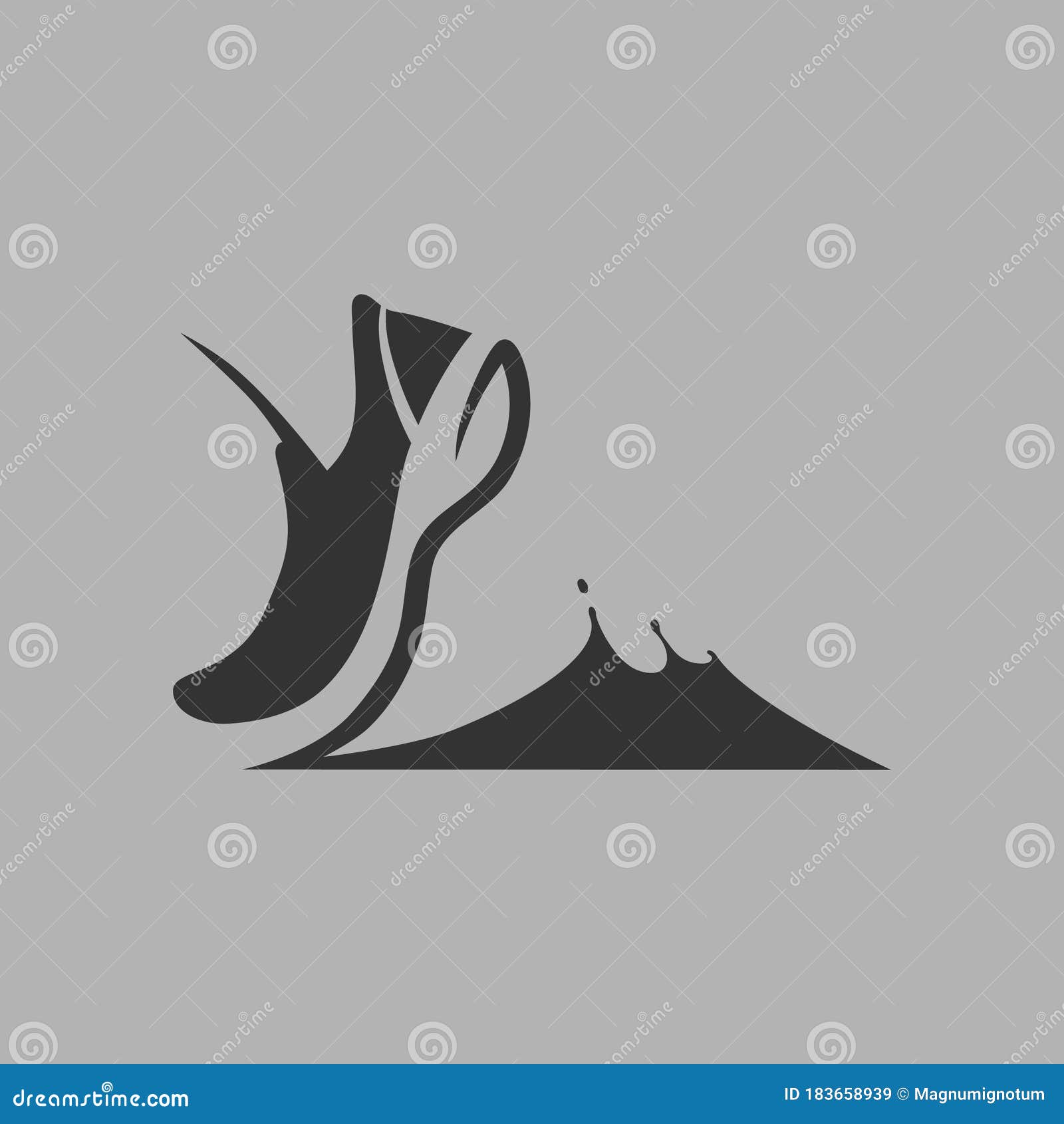 Running Shoe in a Mud Puddle Symbol on Gray Backdrop Stock Vector ...