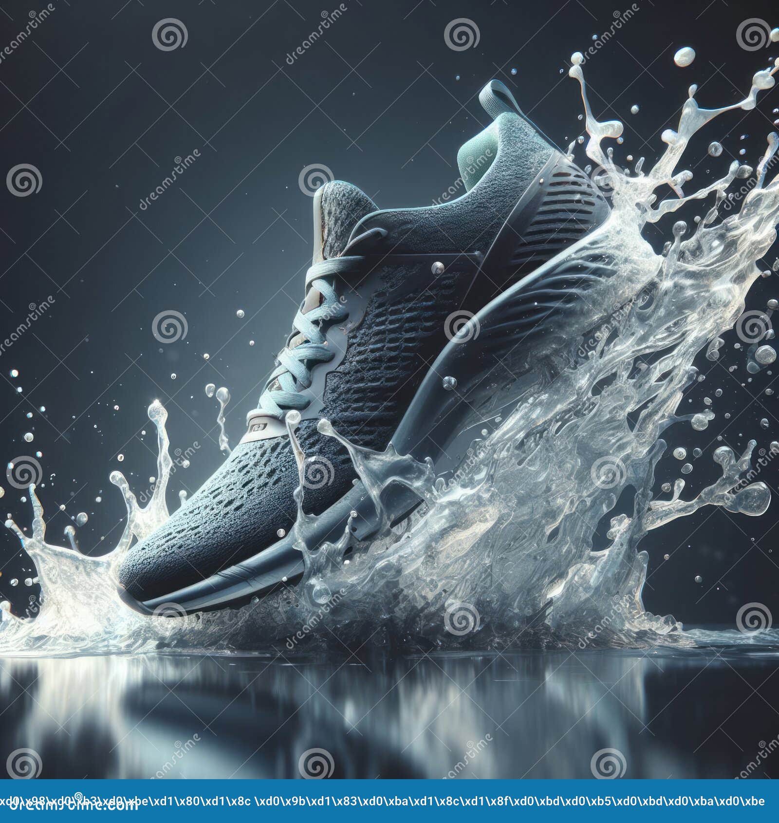 Running Shoe Splashing through the Water 3d Product Render, Back Light ...