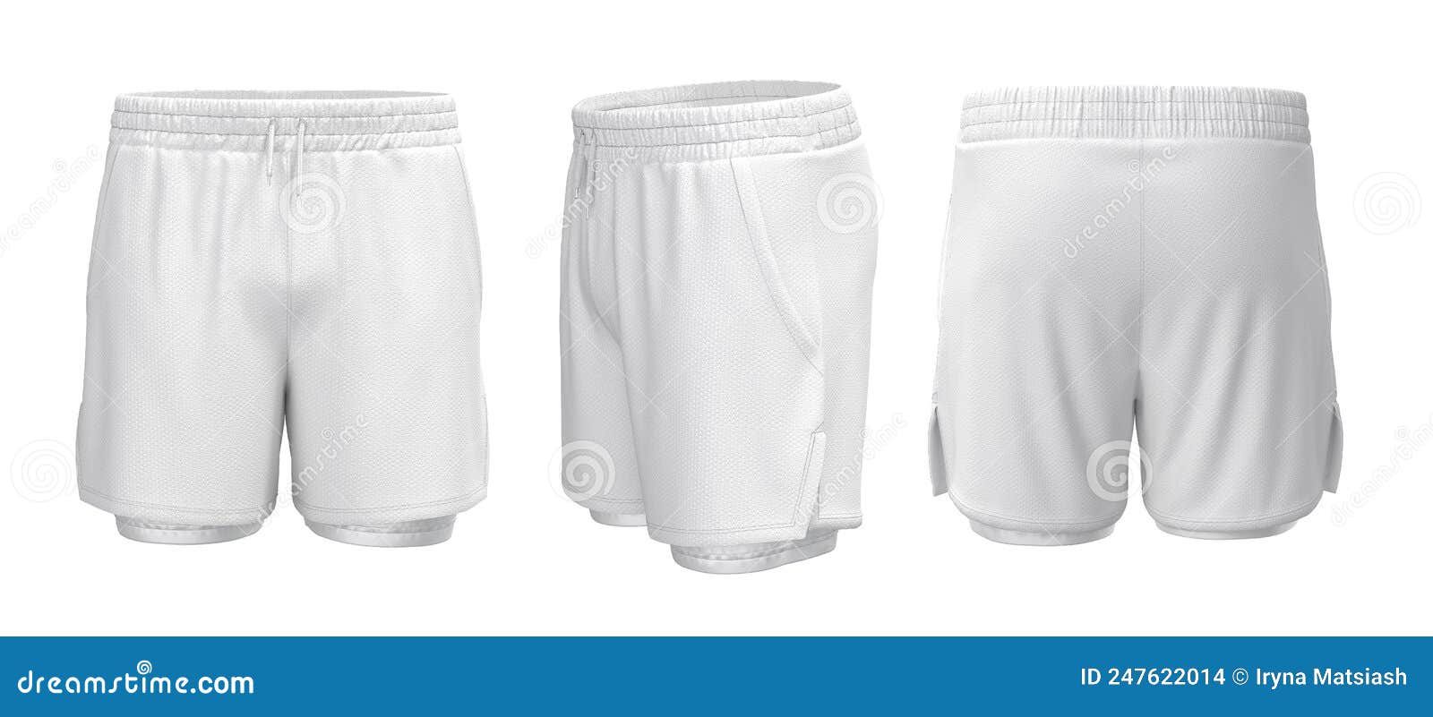 Running Shorts. Shorts Template Front, Back, White Colour. Mock-up 3D ...