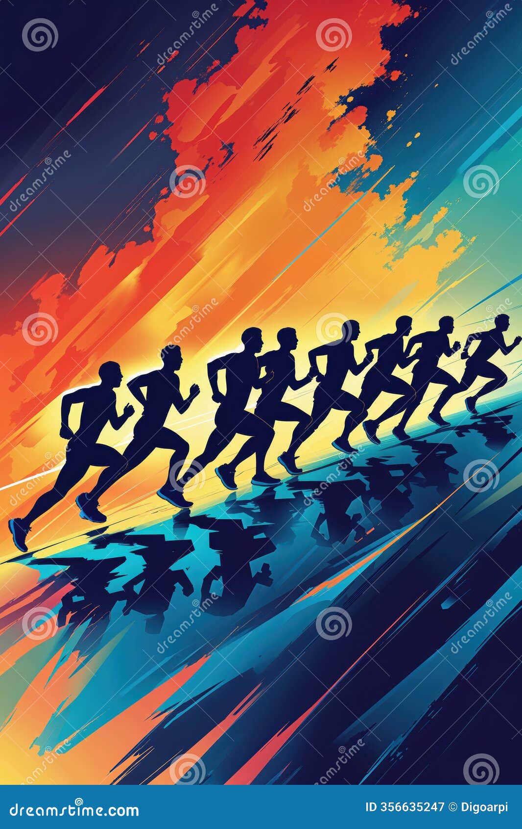 Running Silhouette Colorful. Ideal for Running Poster Stock ...