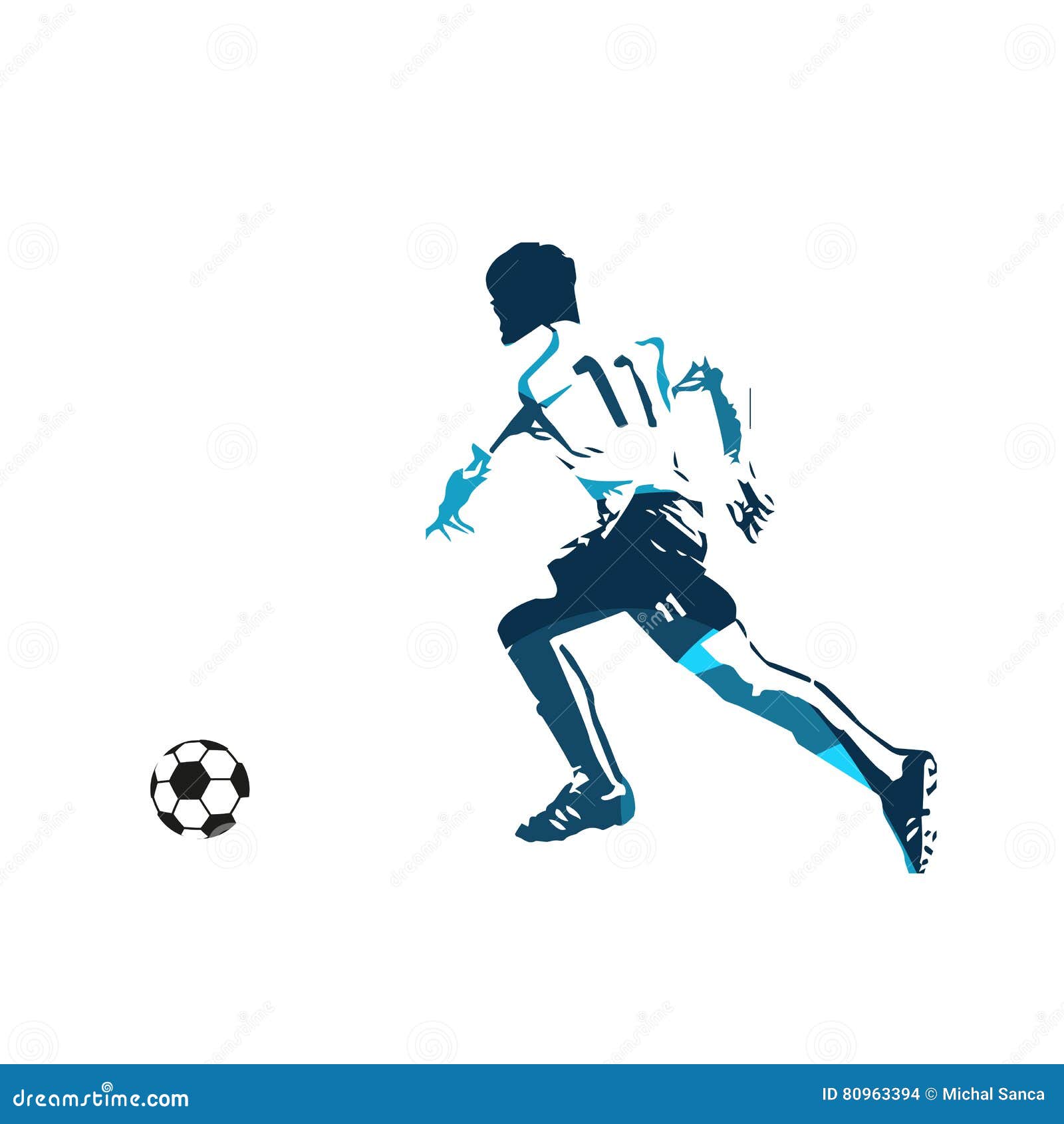 Running Soccer Player, Abstract Blue Silhouette Editorial Stock Image ...
