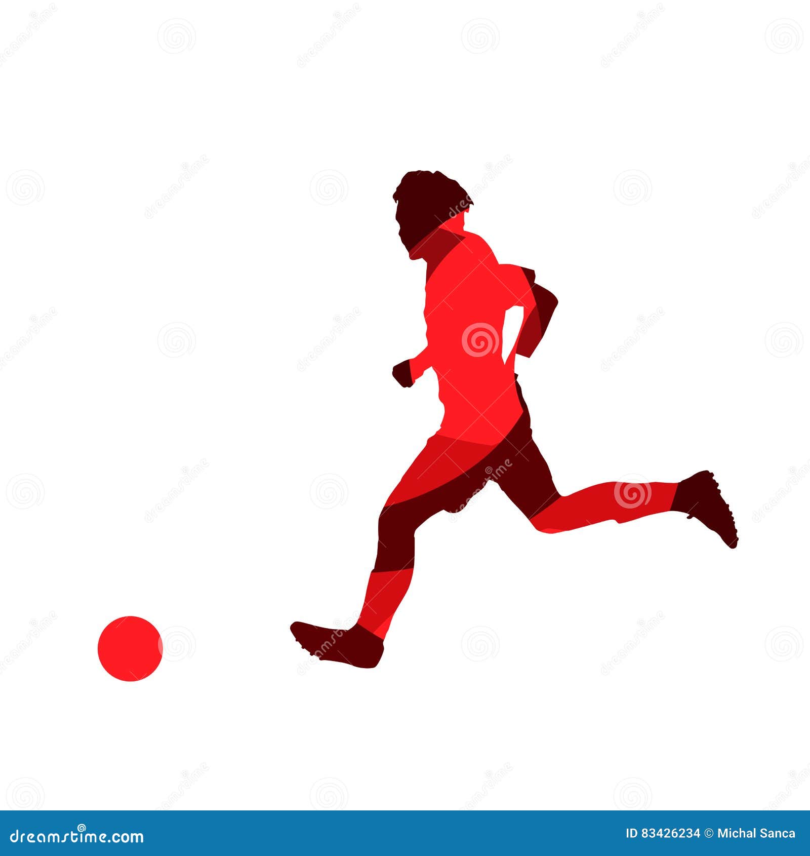 Running Soccer Player, Abstract Red Silhouette Stock Vector ...
