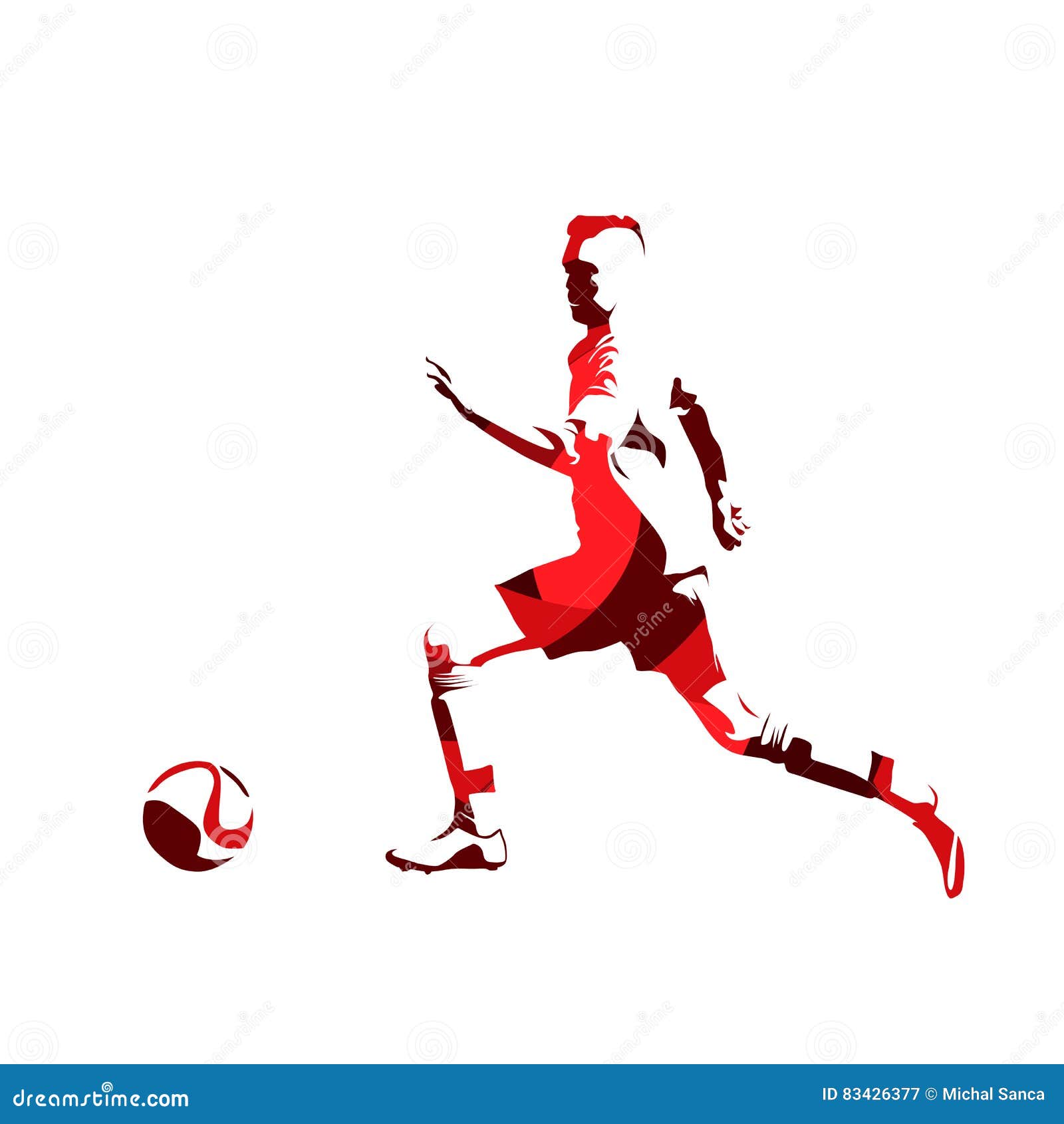 Running Soccer Player, Abstract Red Silhouette Stock Vector ...