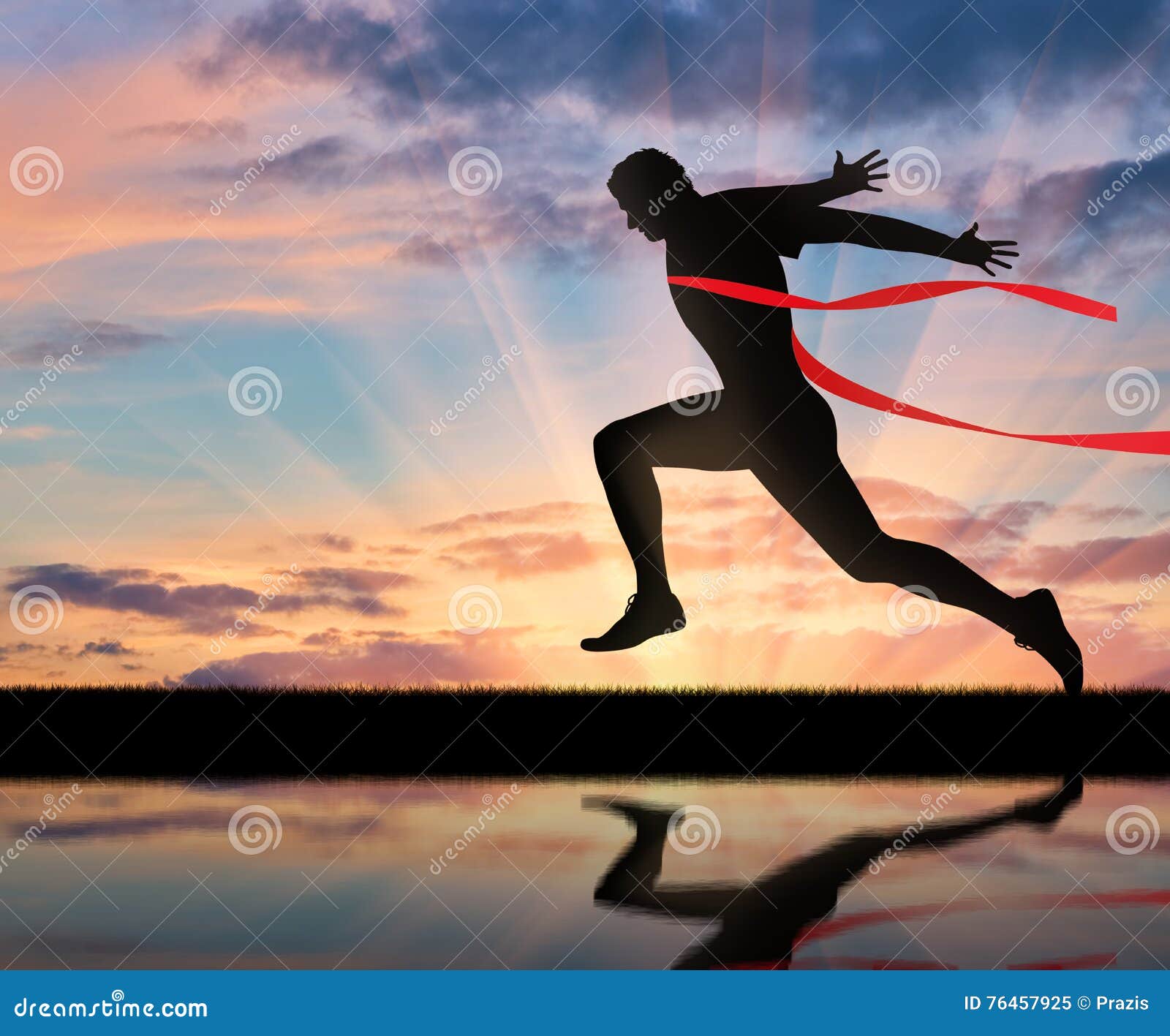 Running Sports. Man Runner and Red Tape Stock Image - Image of concept ...