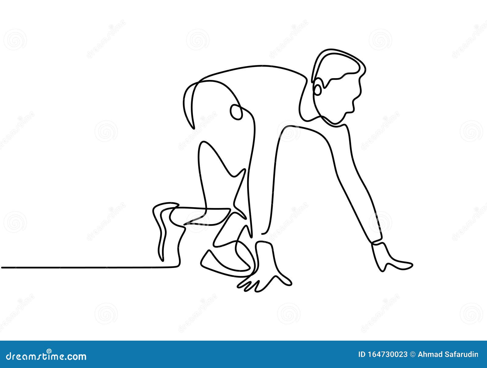 Running Start, Athlete One Continuous Line Drawing. Vector Hand Drawn ...
