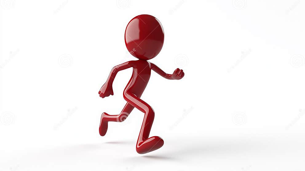 Running Stickman: Red on White. Generative AI Stock Illustration ...