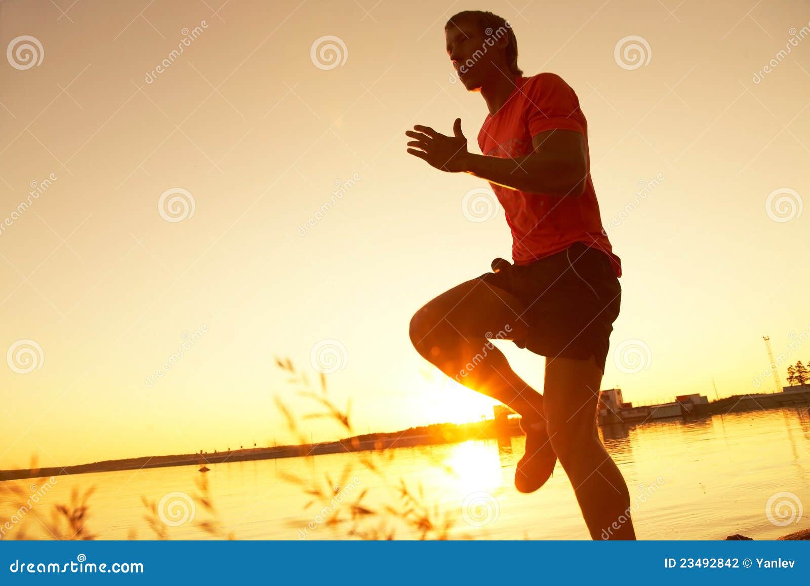 Running on sunset stock photo. Image of nature, active - 23492842