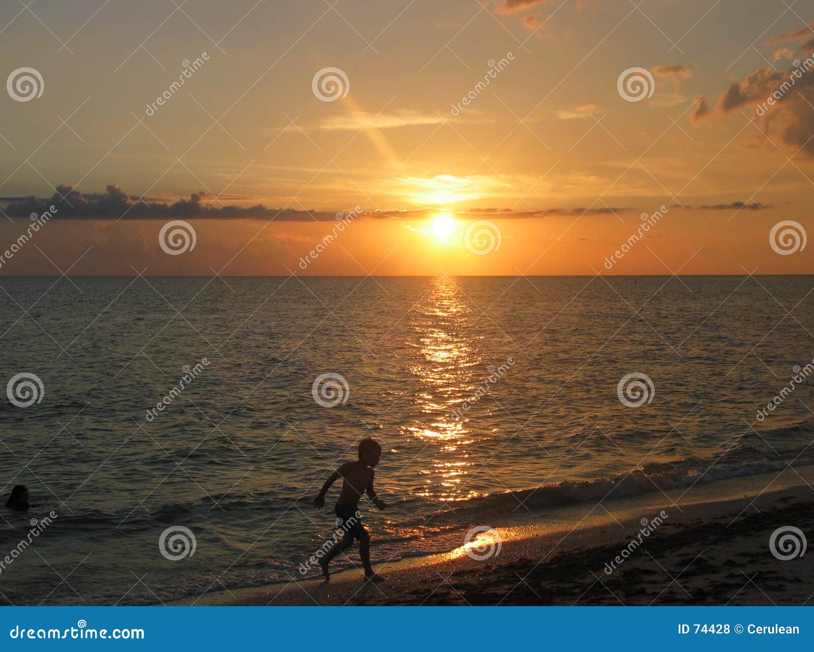 Running at Sunset stock photo. Image of vision, kids, ocean - 74428
