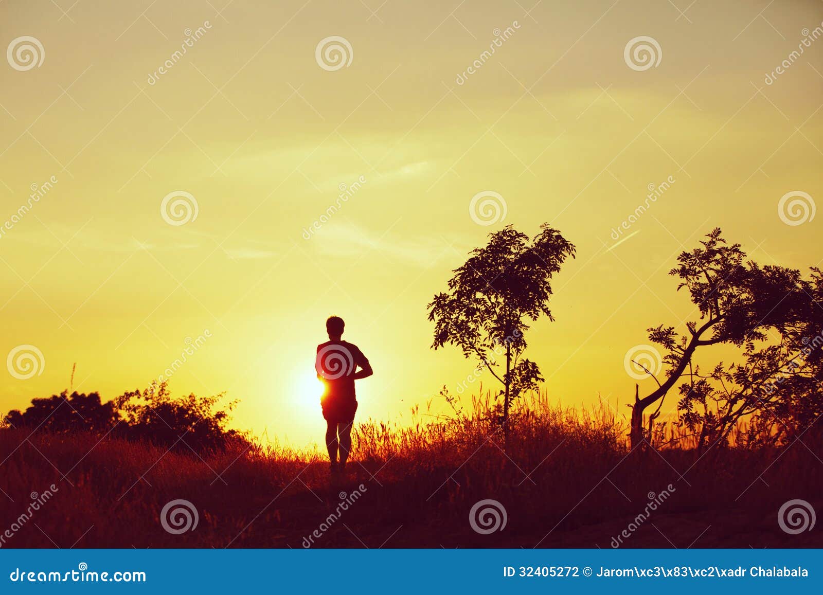 Running at the sunset stock photo. Image of crosscountry - 32405272