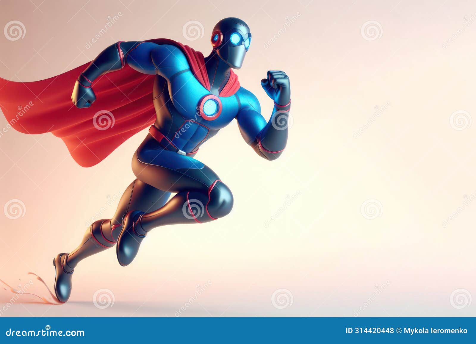 Running Superhero on a Clean Background. Space for Text. Stock ...