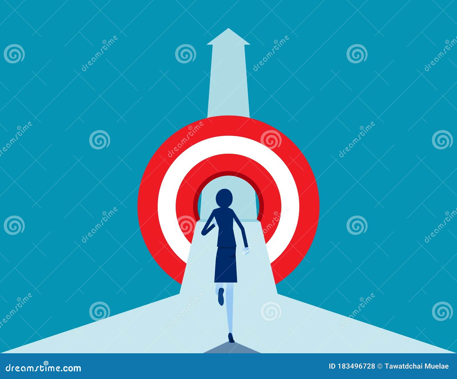 3d Man Running To The Target On Top Of The Stairs Royalty-Free Stock ...