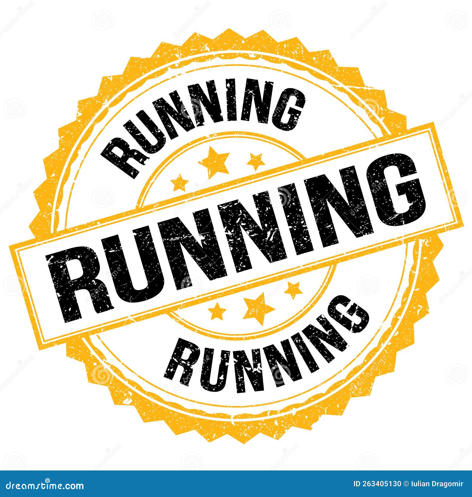 RUNNING Text on Yellow-black Round Stamp Sign Stock Illustration ...