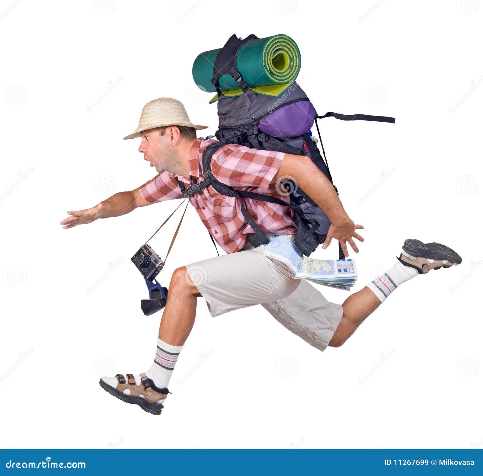 Running tourist stock image. Image of lensman, baggage - 11267699