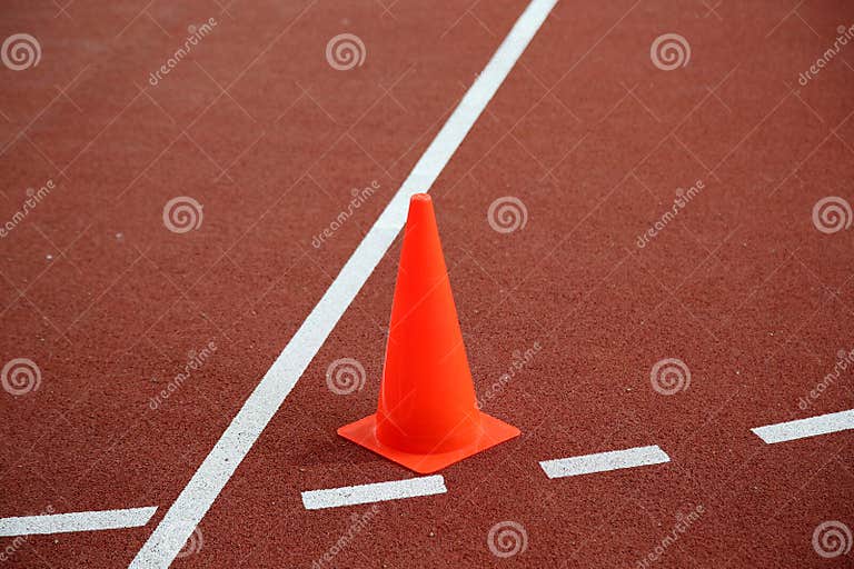 Running track with cone stock photo. Image of contest - 49184902
