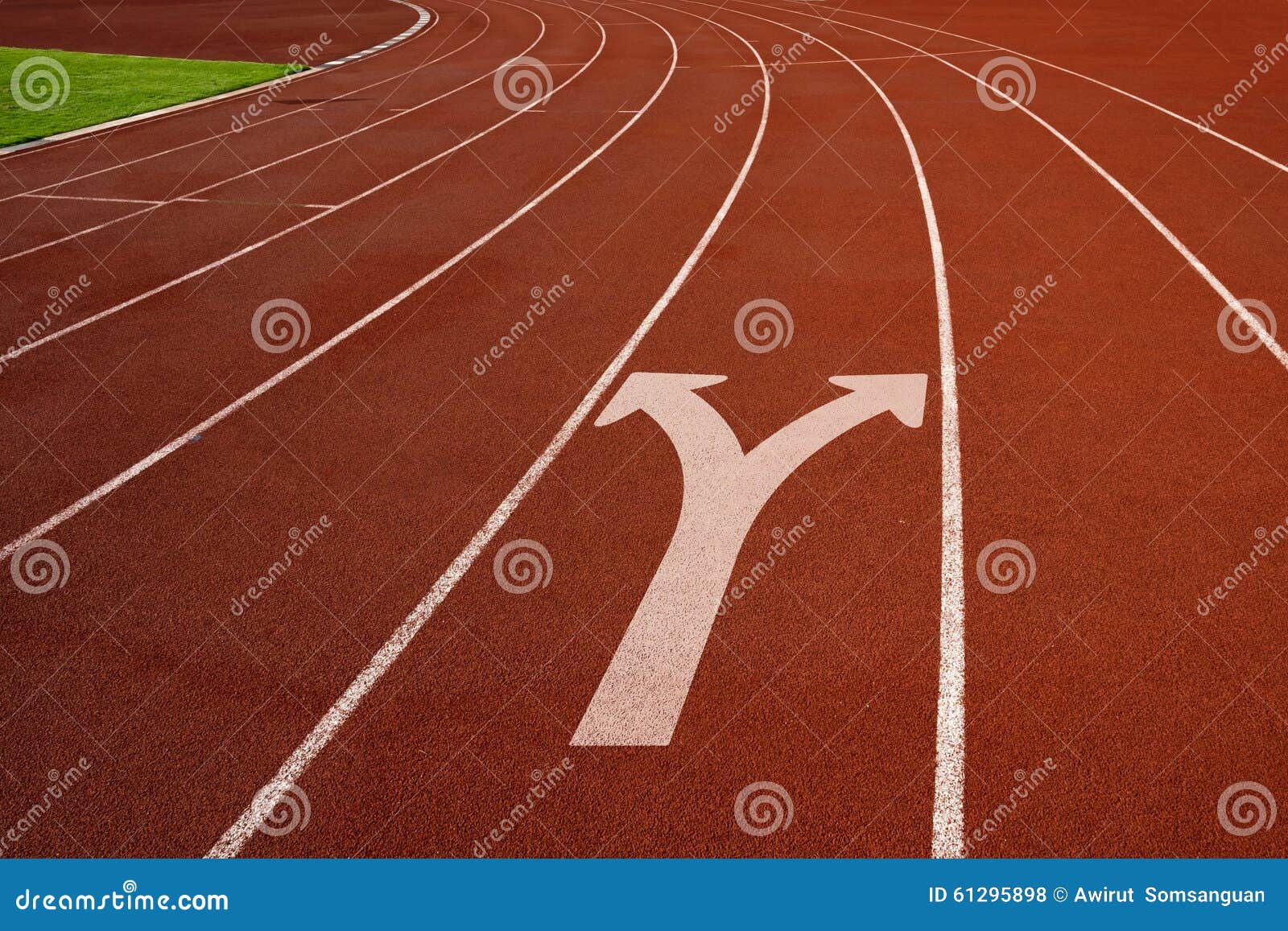 Running Track with Fork Sign Concept Business Decision Way Stock Photo ...