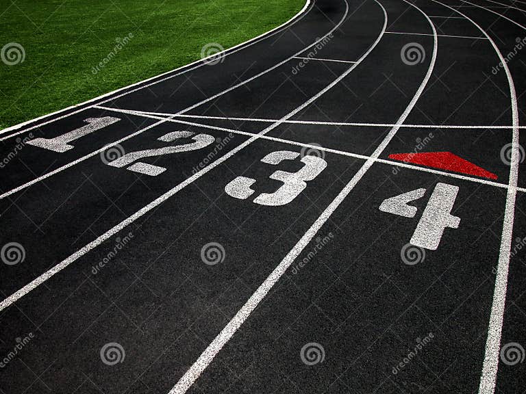Running Track with Four Lanes Stock Image - Image of four, compete: 4690091