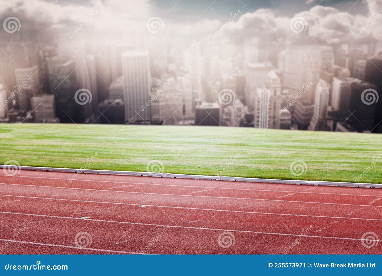 Running Track in Front of City Stock Image - Image of generated, track ...