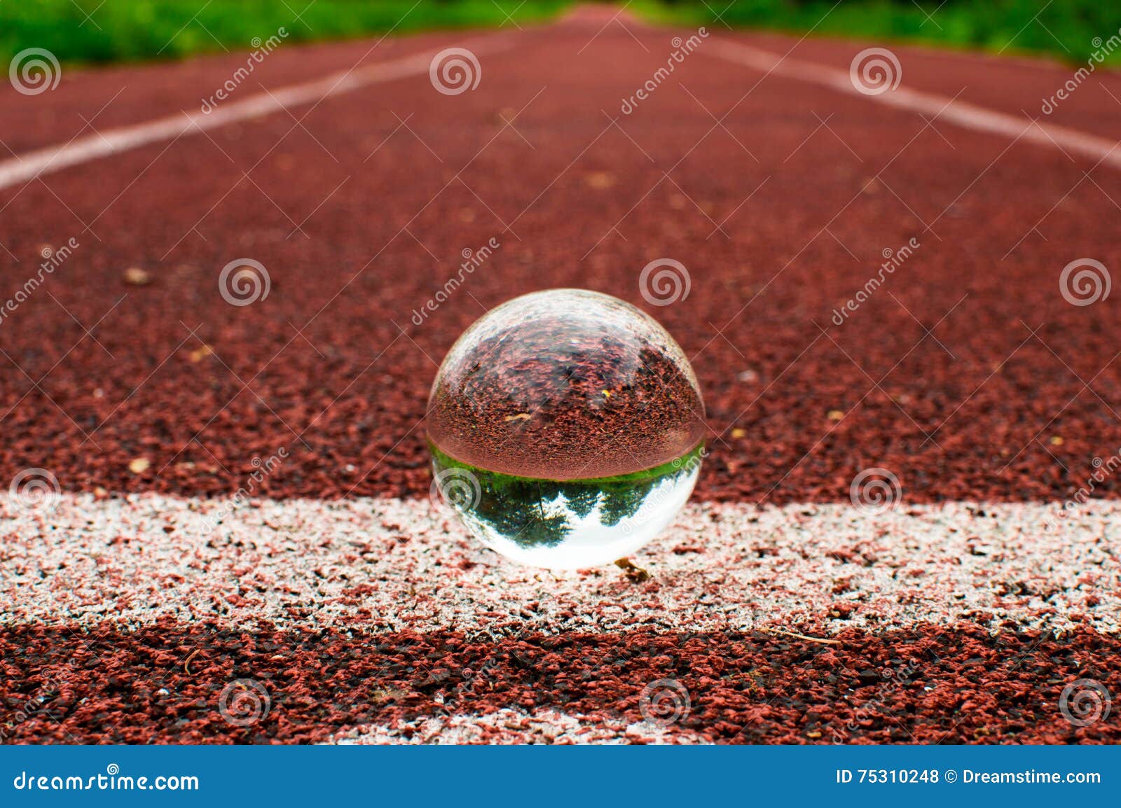 Running Track with Glass Sphere Stock Photo - Image of running, race ...