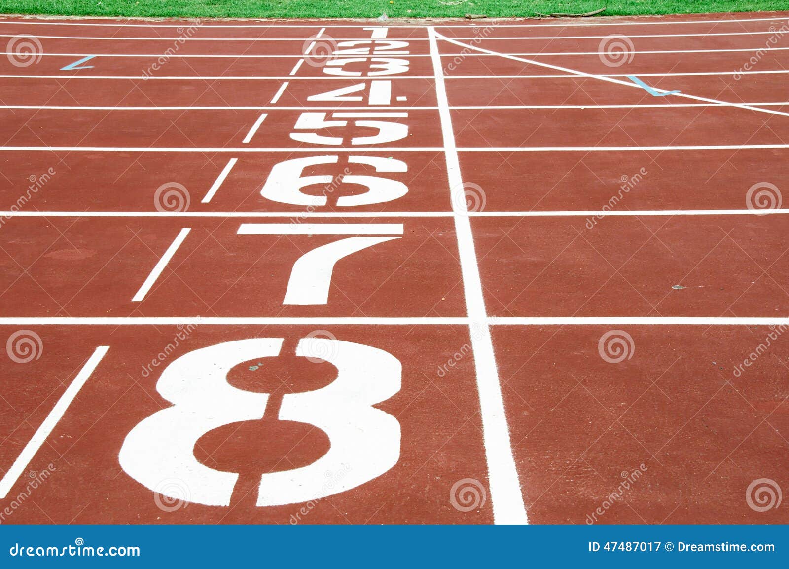 Running Track with Grass at the Stadium Stock Image - Image of athlete ...
