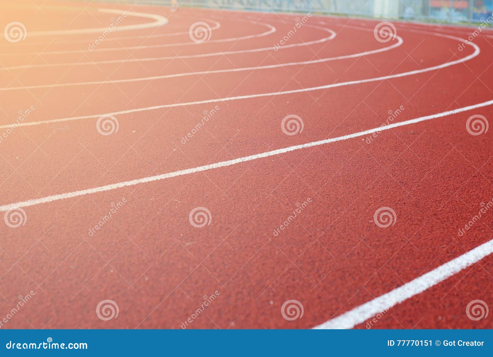 Running Track with Lighting Back Ground Close Stock Image - Image of ...